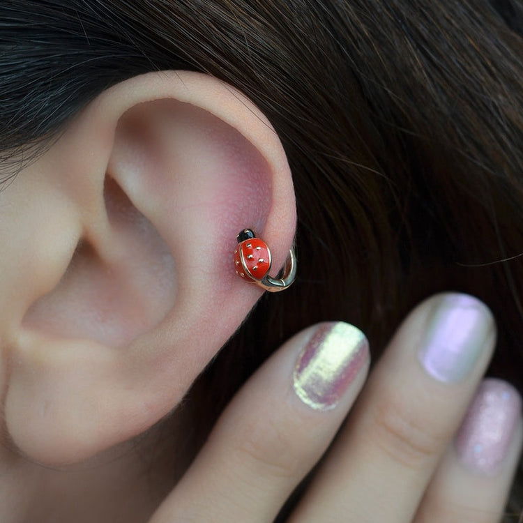 Ladybug Earrings Ring Piercing Minimalist Earring Cute Earrings for ...